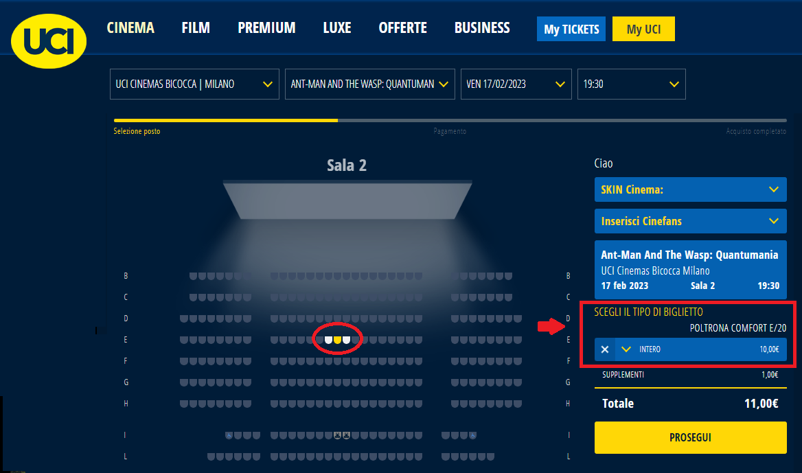 Come faccio ad acquistare un biglietto sul sito? – UCI Cinemas Italy